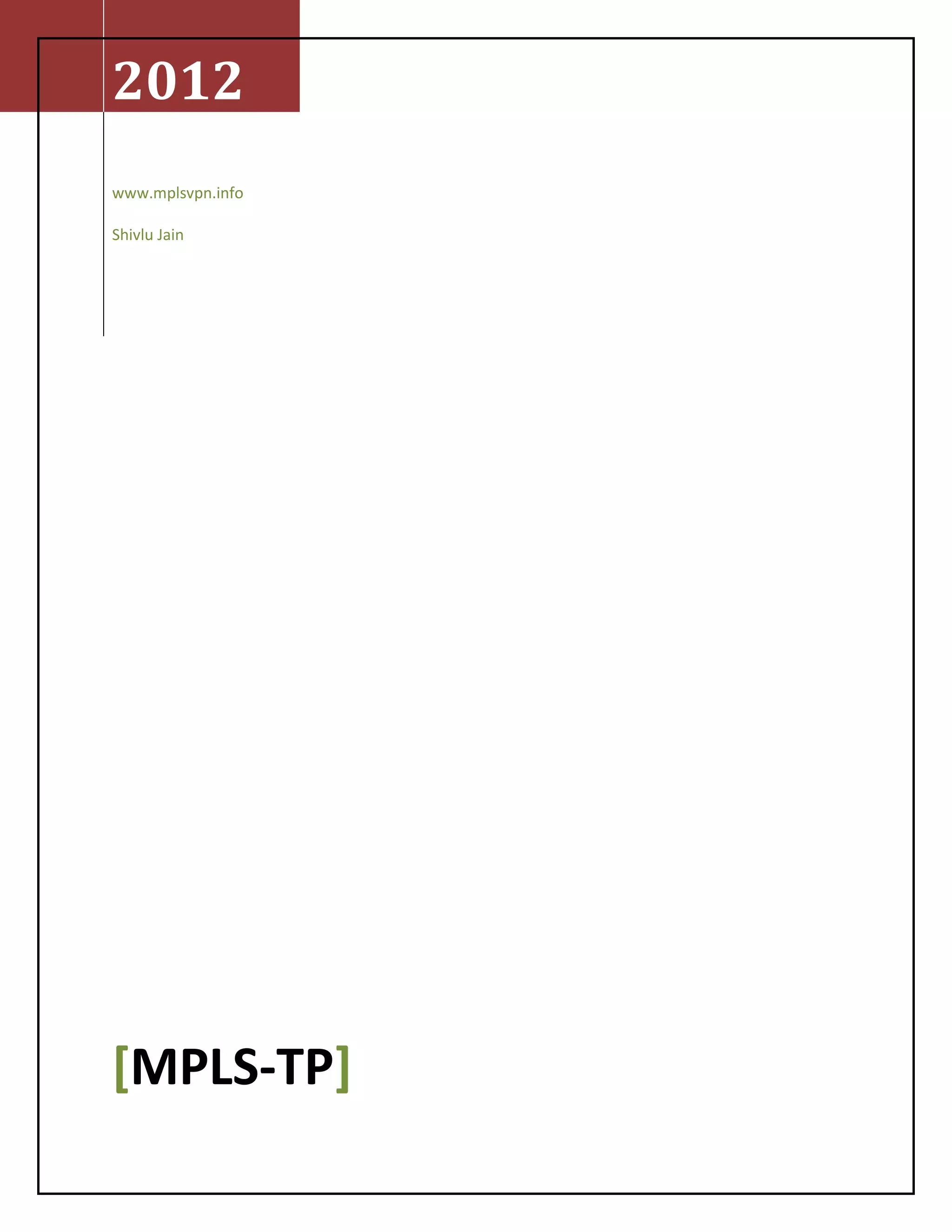 MPLS-TP (MPLS Transport Profile) | PDF