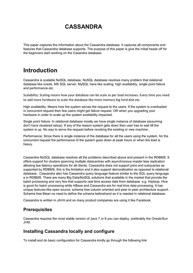 White paper on cassandra | PDF | Databases | Computer Software and Applications