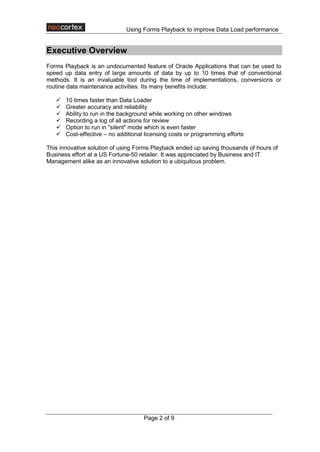 Forms Playback: Unlocking Oracle's Hidden Tool for Fast Dataloads | PDF