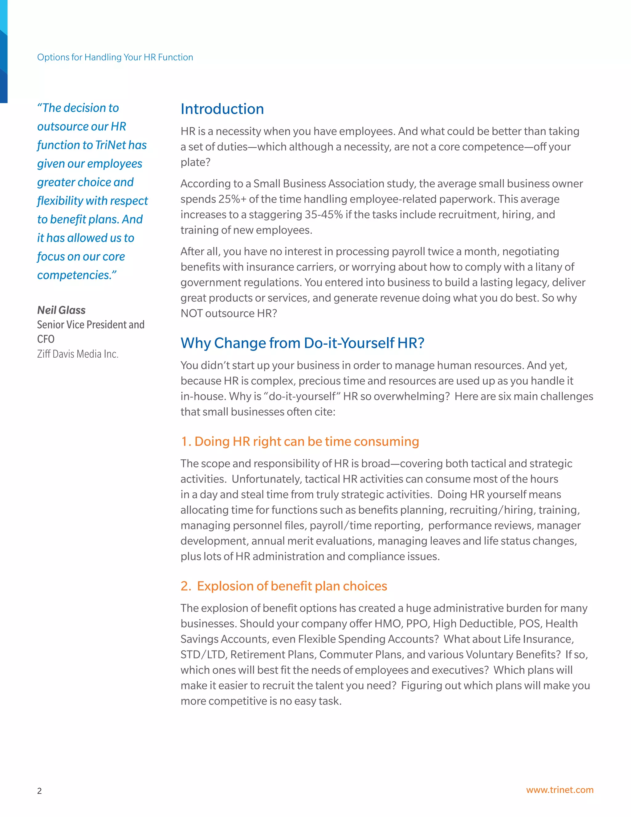 White Paper Options For Handling Your HR Function | PDF