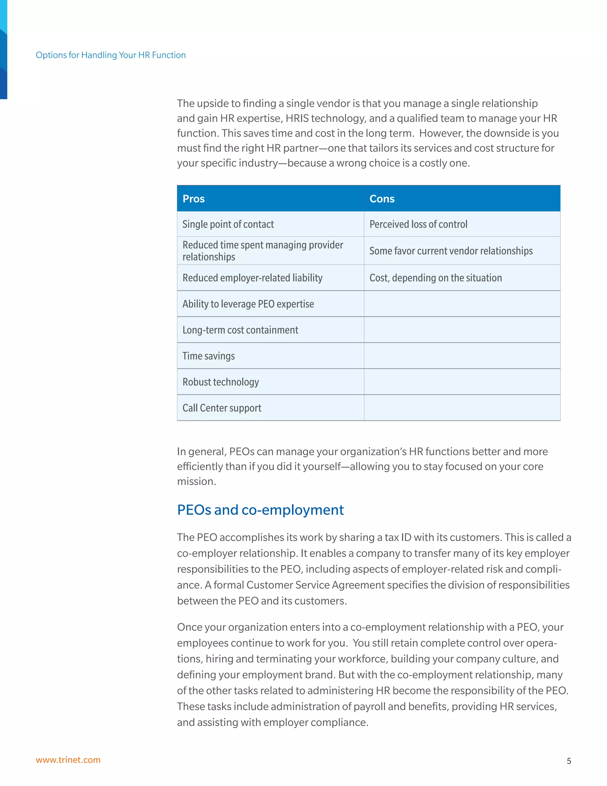 White Paper Options For Handling Your HR Function | PDF