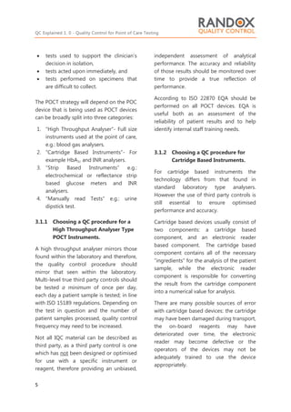 Quality Control for Point of Care Testing - White Paper | PDF | Medical ...
