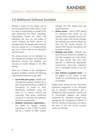 Quality Control for Point of Care Testing - White Paper | PDF | Medical ...