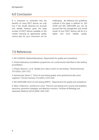 White Paper Quality Control for Point of Care Testing | PDF