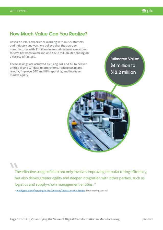 Quantifying the Value of Digital Transformation in Manufacturing | PDF