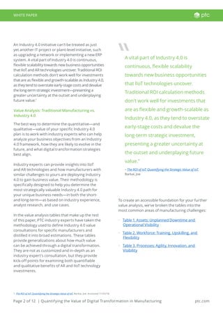 Quantifying the Value of Digital Transformation in Manufacturing | PDF