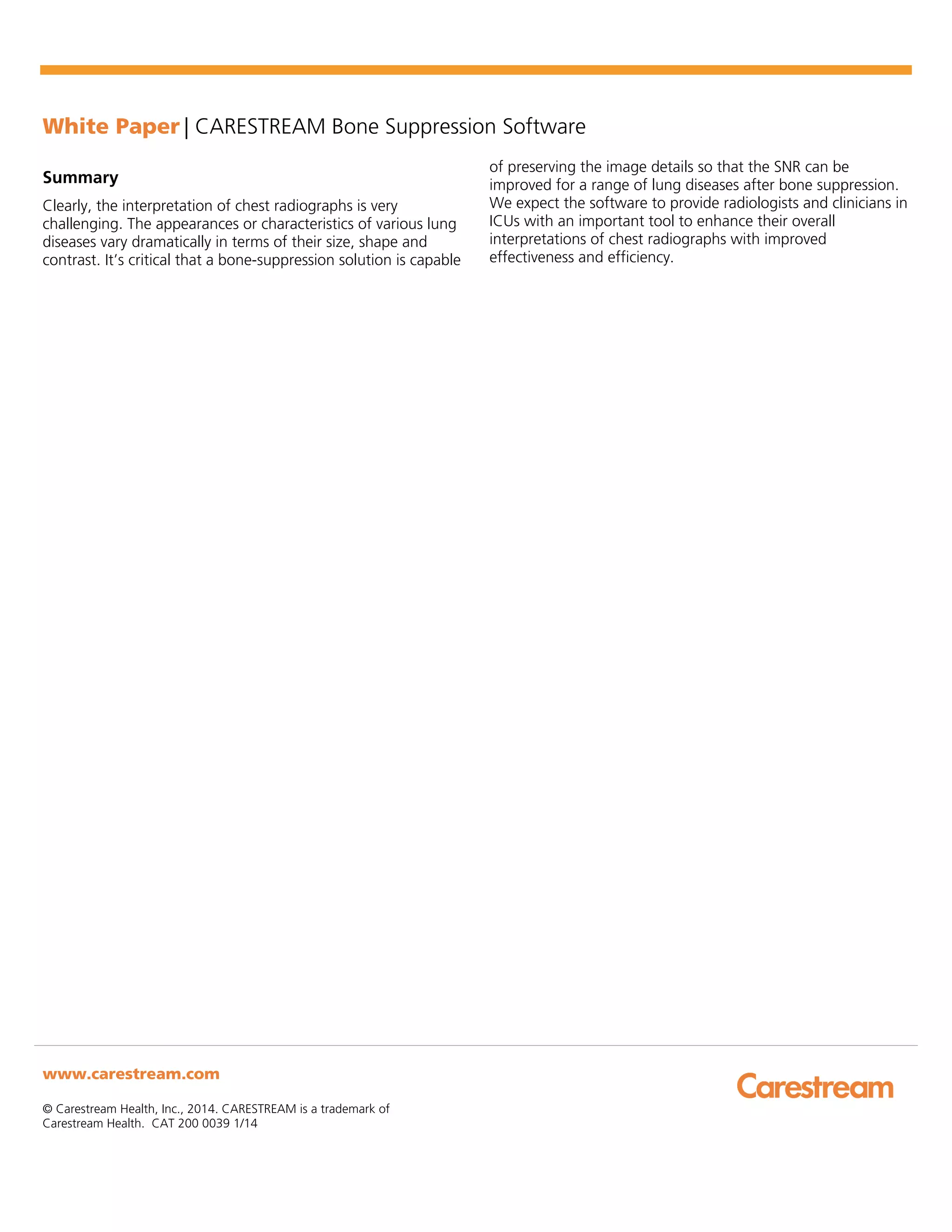 Bone Suppression for Chest Radiographic Images | PDF