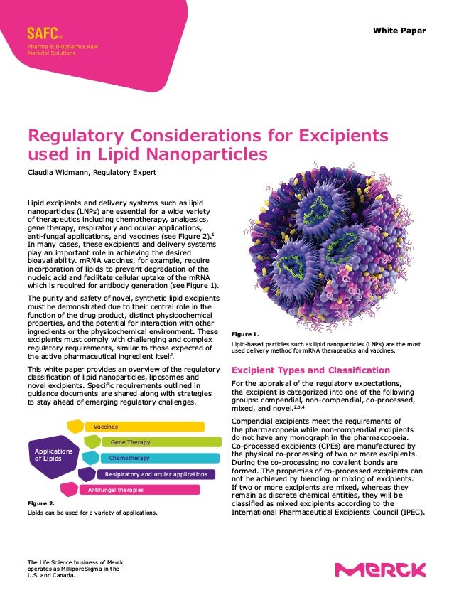 Regulatory Considerations for Excipients used in Lipid Nanoparticles | PDF