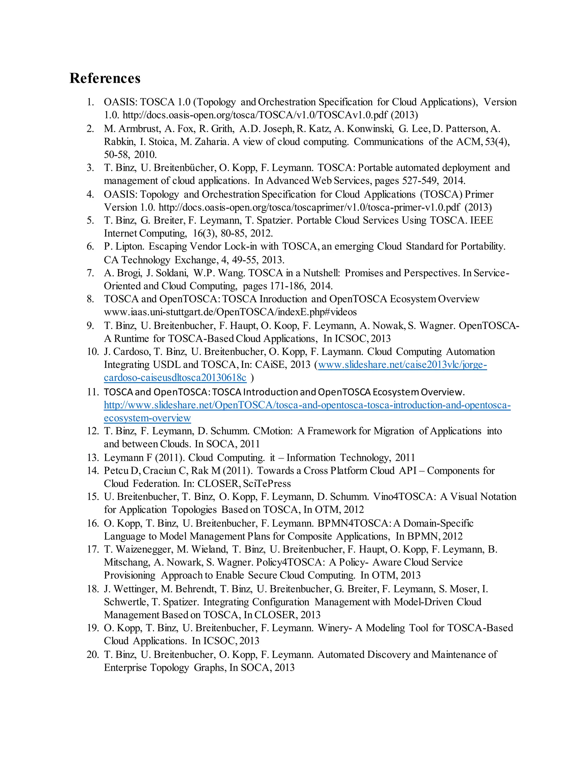 An overview of the OASIS TOSCA standard: Topology and Orchestration ...