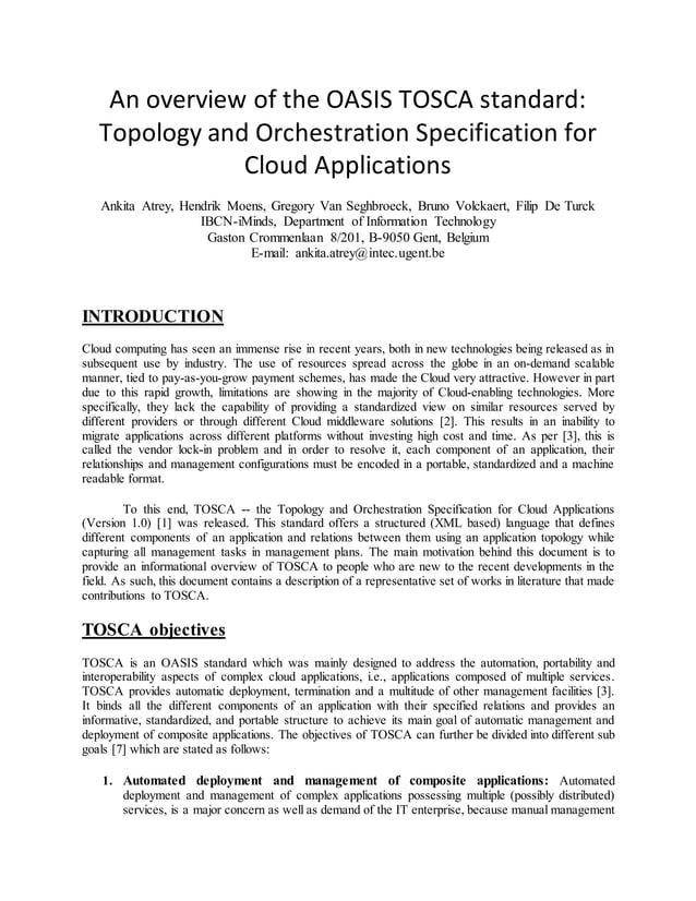 An overview of the OASIS TOSCA standard: Topology and Orchestration ...