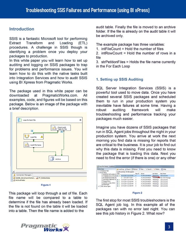 Whitepaper Troubleshooting SSIS Failures and Performance using BI xPress | PDF