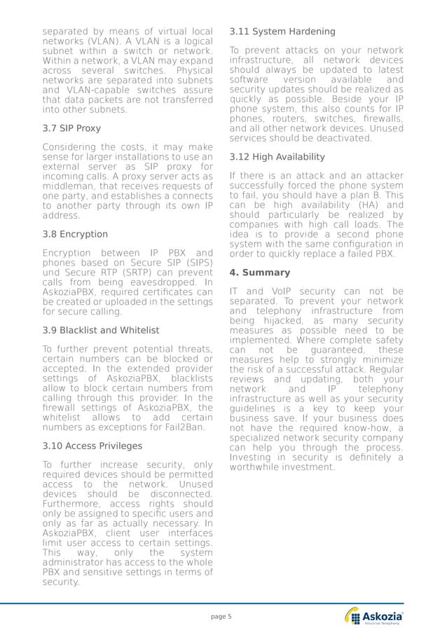 Askozia VoIP Security white paper - 2017, English | PDF