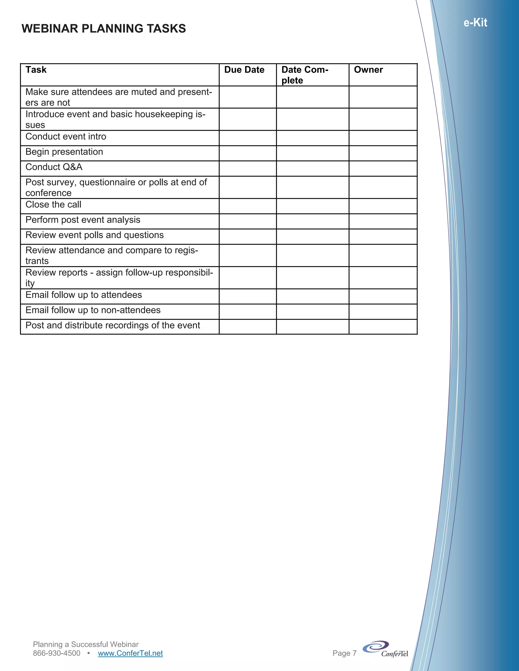 Planning a Successful Webinar: timelines, checklists, tools and tips | PDF