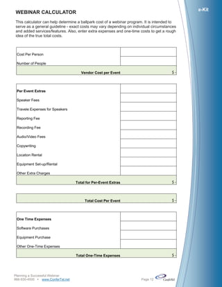 Planning a Successful Webinar: timelines, checklists, tools and tips | PDF