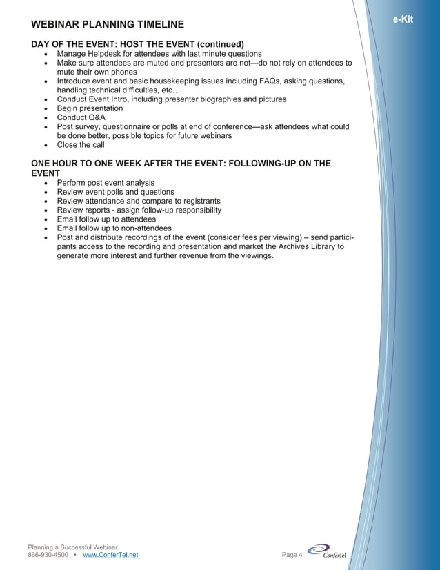 Planning a Successful Webinar: timelines, checklists, tools and tips | PDF