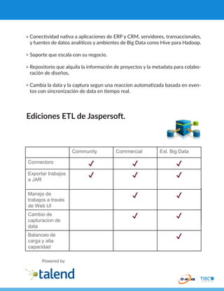 Diferencias entre TIBCO Jaspersoft comunidad vs comercial | PDF