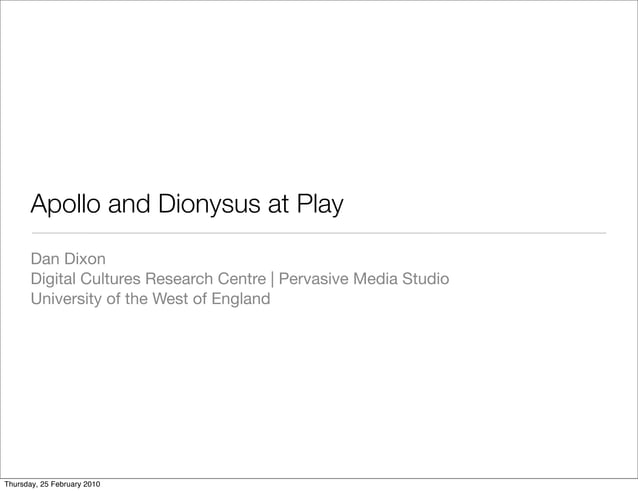 Apollo and Dionysus at Play | PPT