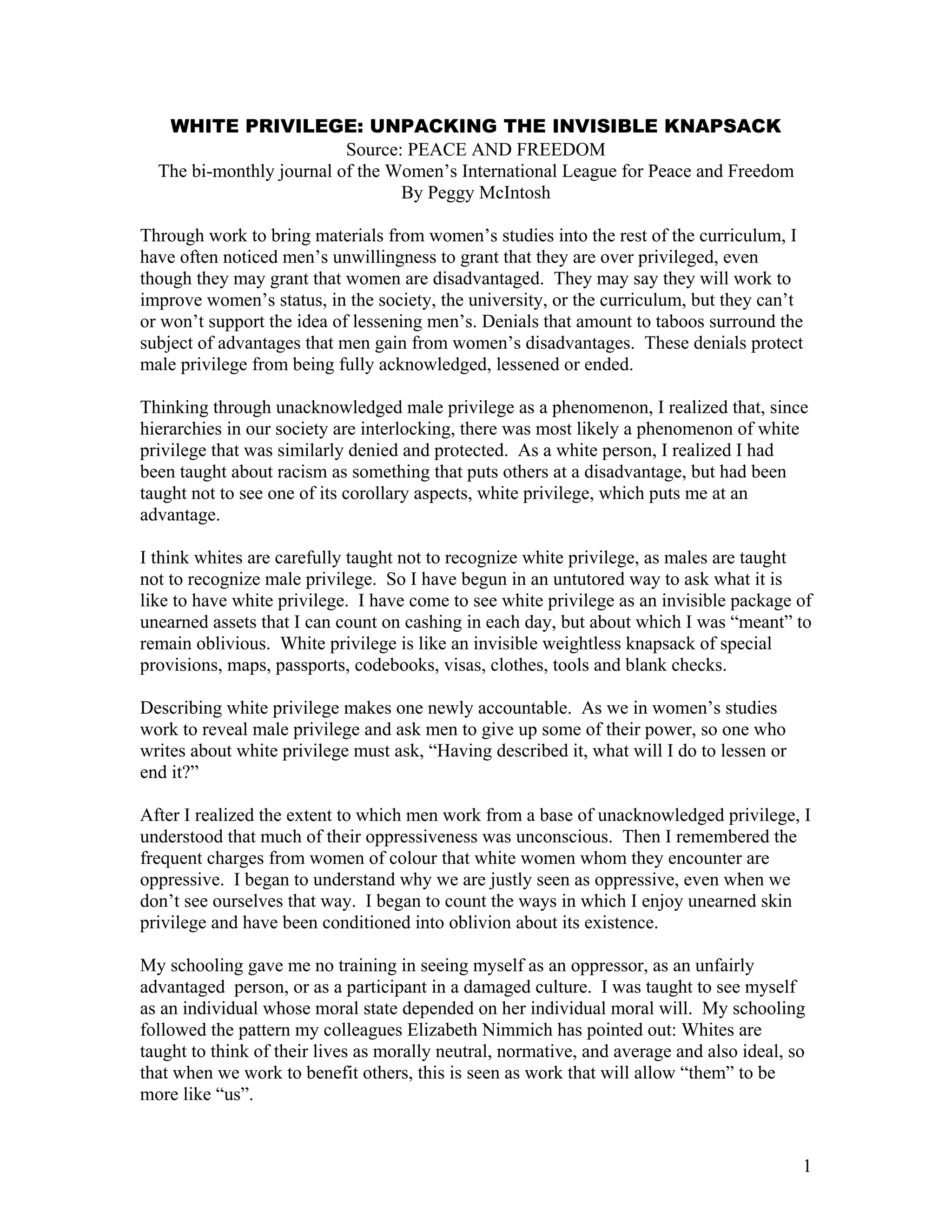 White Privilege | PDF