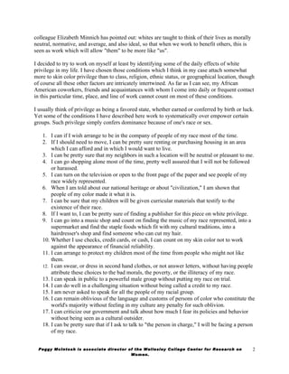 White Privilege Unpacking The Invisible Knapsack