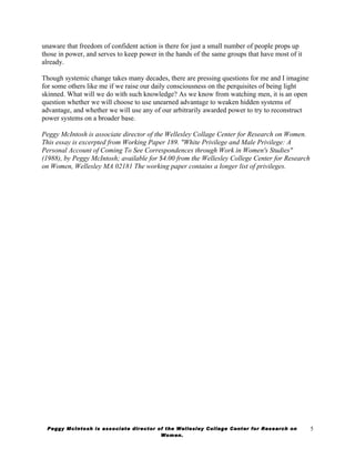 White Privilege Unpacking The Invisible Knapsack