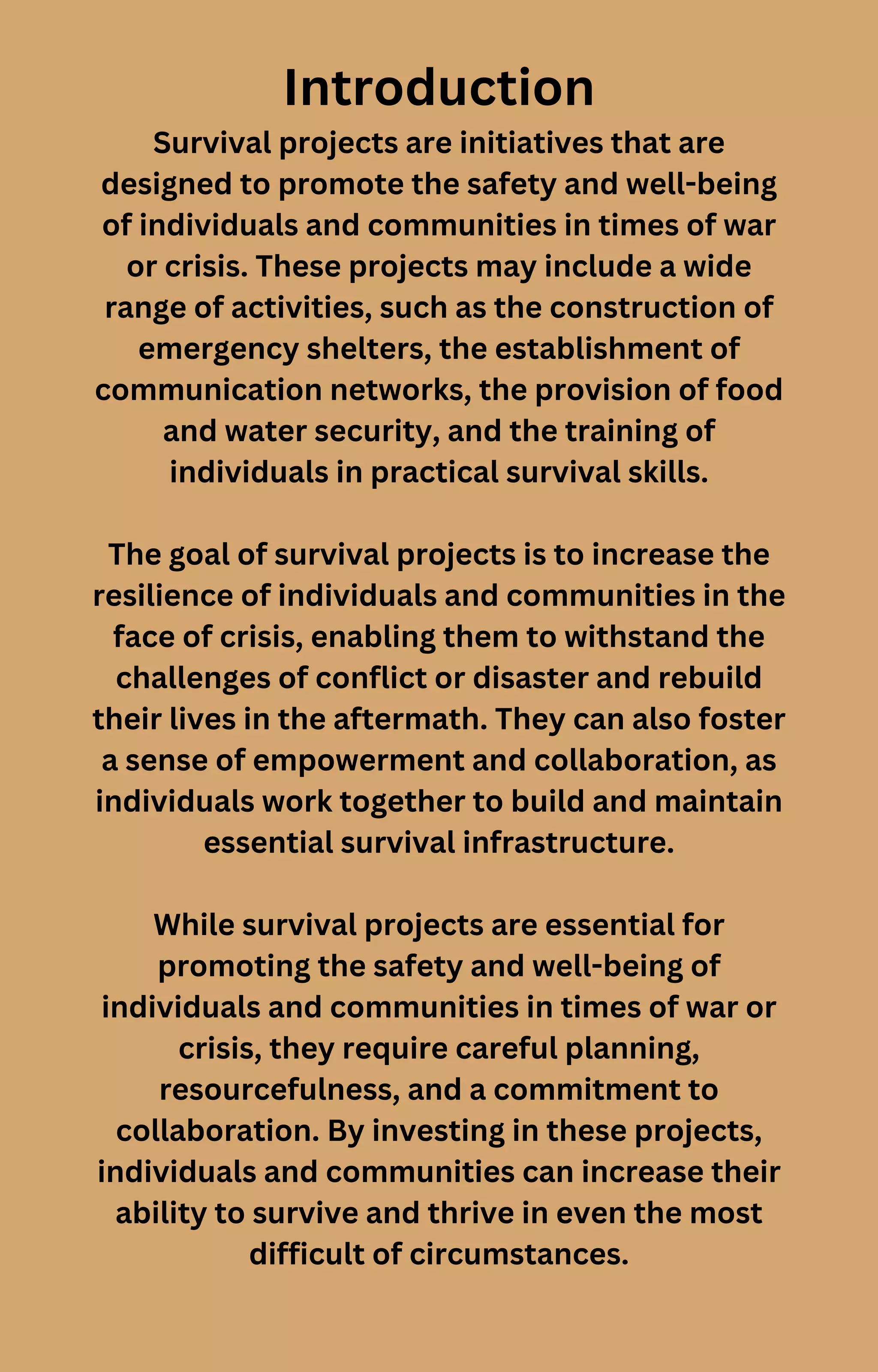 SURVIVAL PROJECTS | PDF
