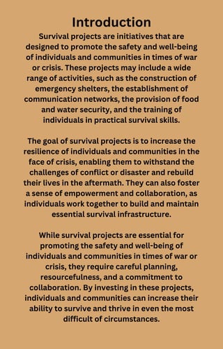 SURVIVAL PROJECTS | PDF | Business | Business and Finance