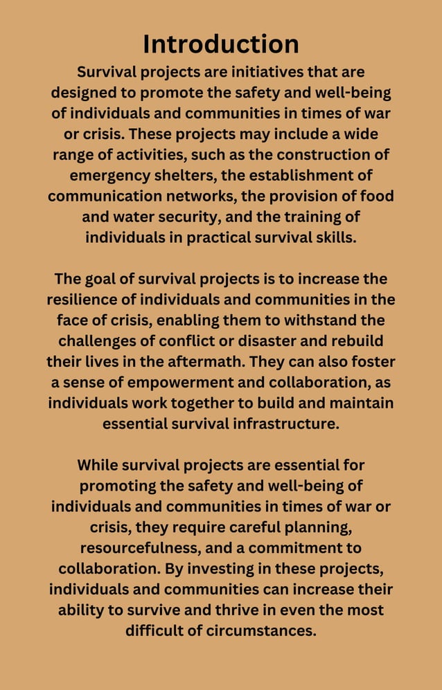 SURVIVAL PROJECTS | PDF
