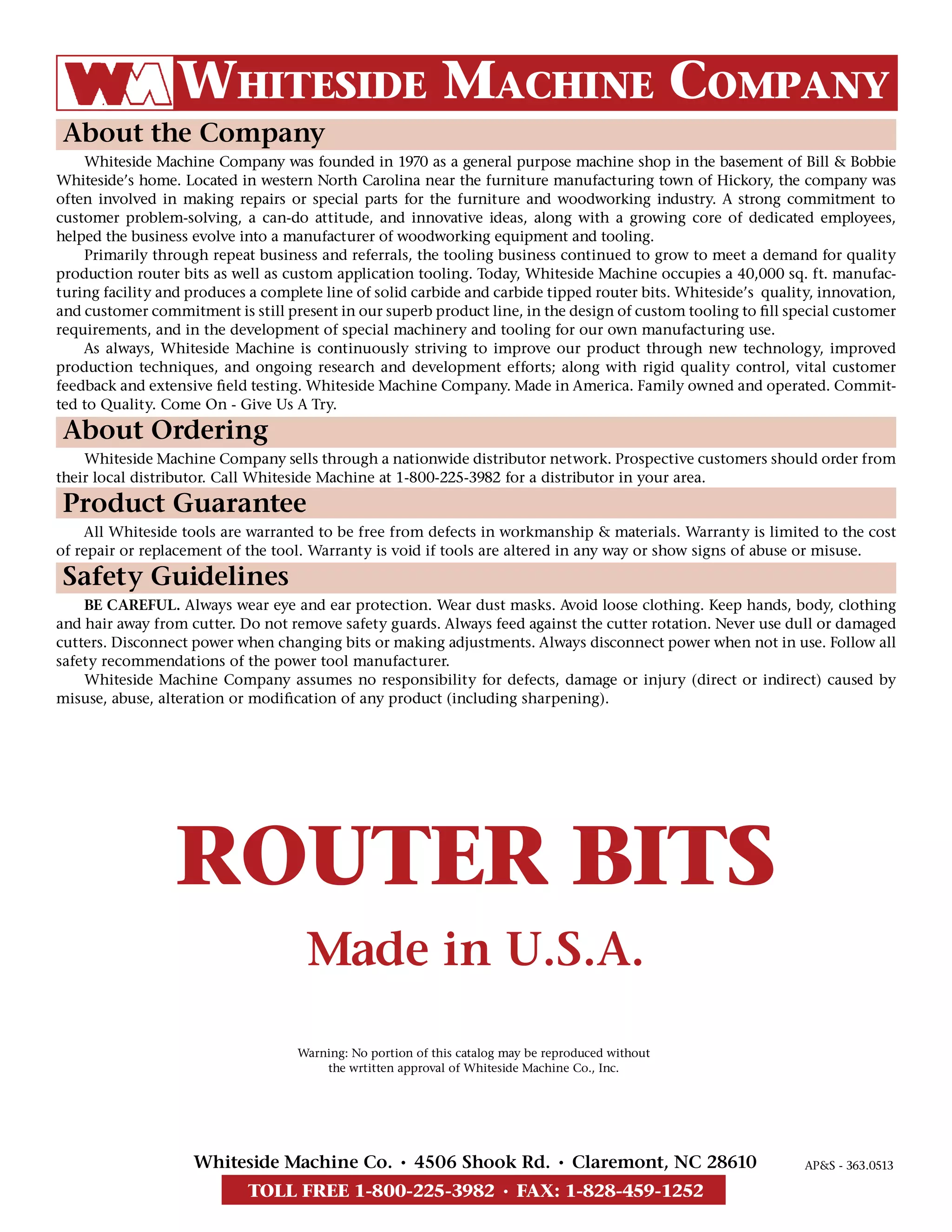 Whiteside Machine Company Router Bit Catalog | PDF