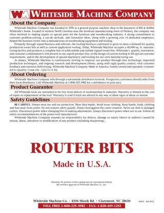 Whiteside Machine Company Router Bit Catalog | PDF | Woodworking | Arts ...