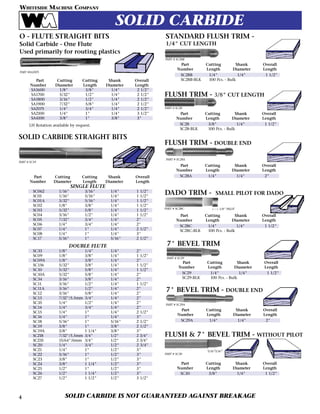 Whiteside Machine Company Router Bit Catalog | PDF