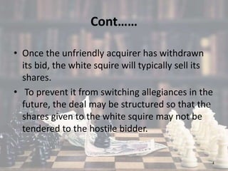 White Squire Takeover Defense Strategy and Case Study | PPT