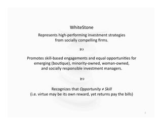 White Stone Psnt Doing Well By Doing Good | PPT