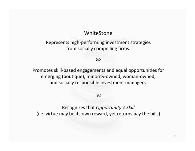 White Stone Psnt Doing Well By Doing Good | PPT