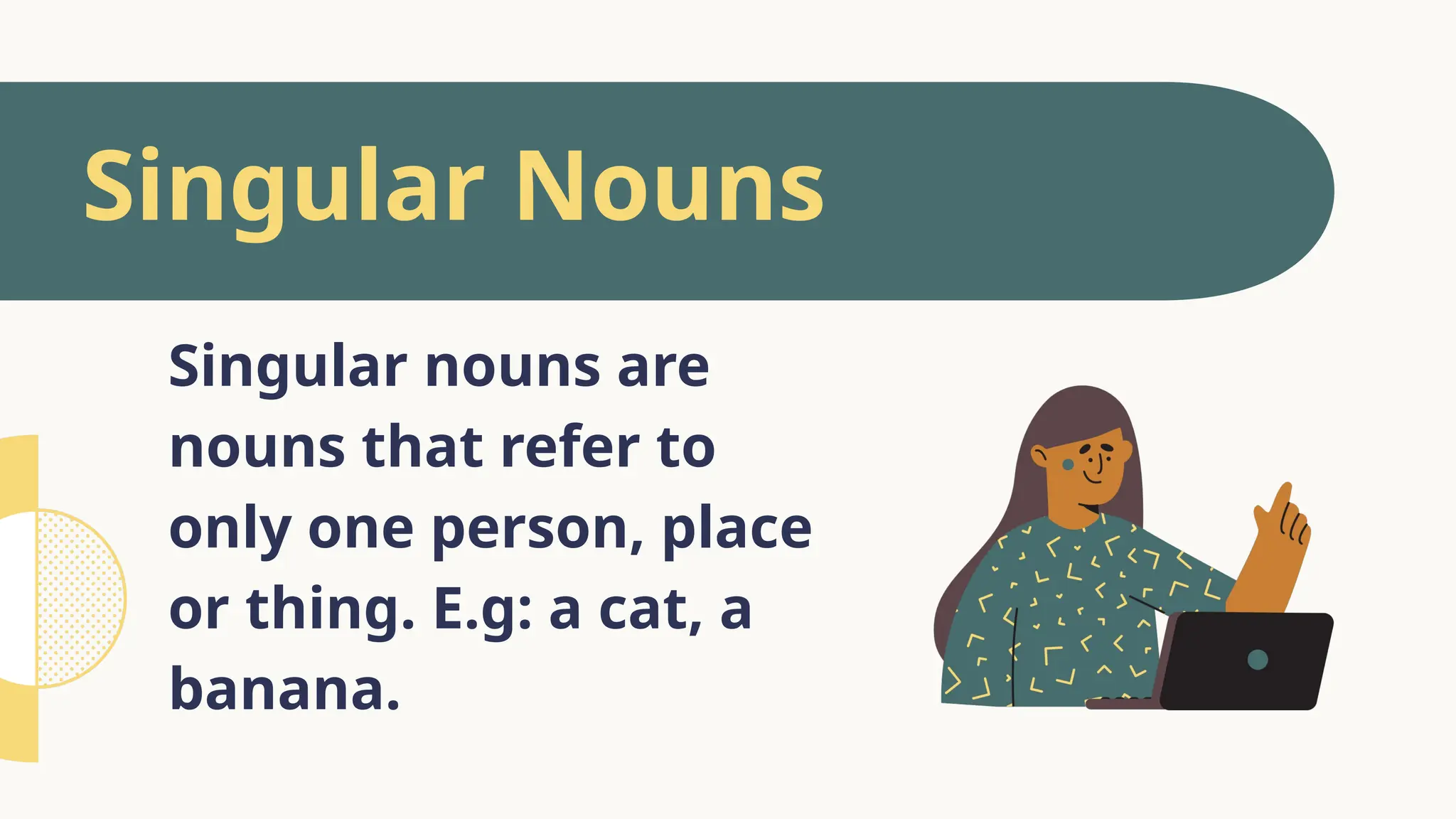 White, Yellow and Green Illustrative Types of Nouns School Presentation ...