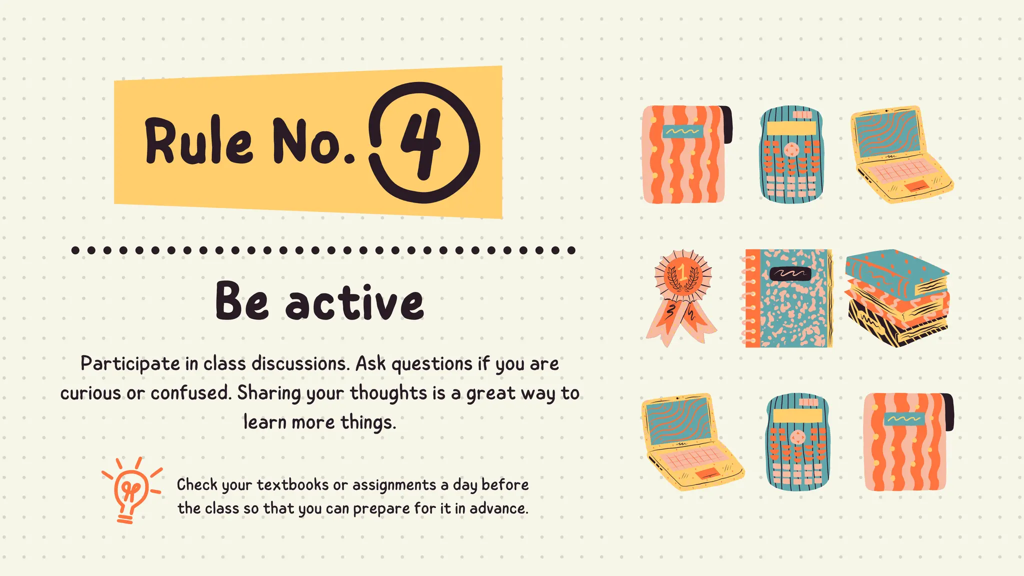 White Yellow Orange Fun Classroom Rules Presentation.pdf