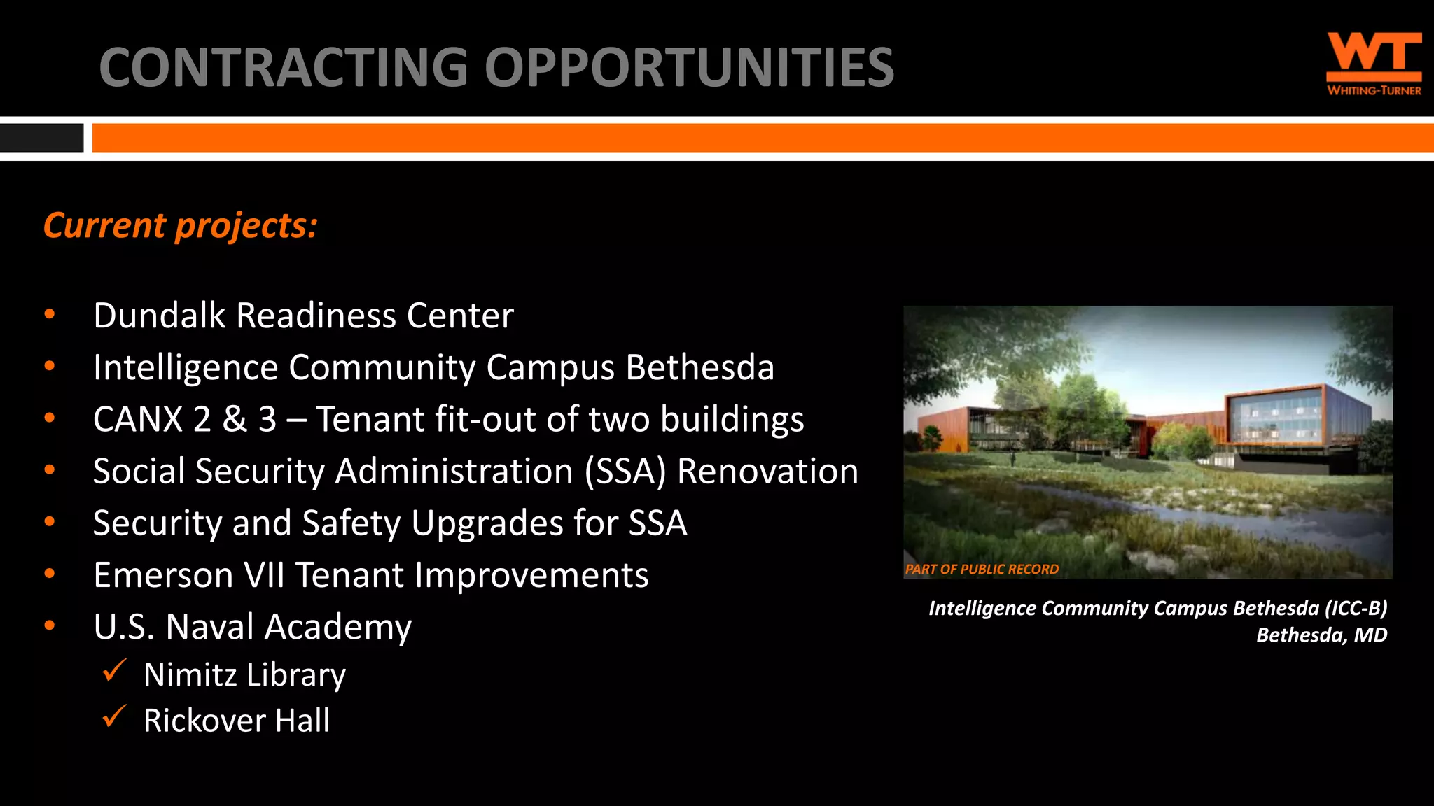 Contract Connections: Military Construction - Whiting Turner | PPTX