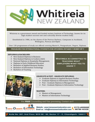 STUDY AT WHITIREIA NEW ZEALAND !! | PDF