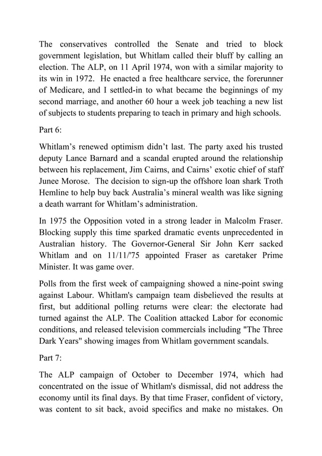 Whitlam and Wit | DOCX | Australia and Oceania Travel | Travel Locations