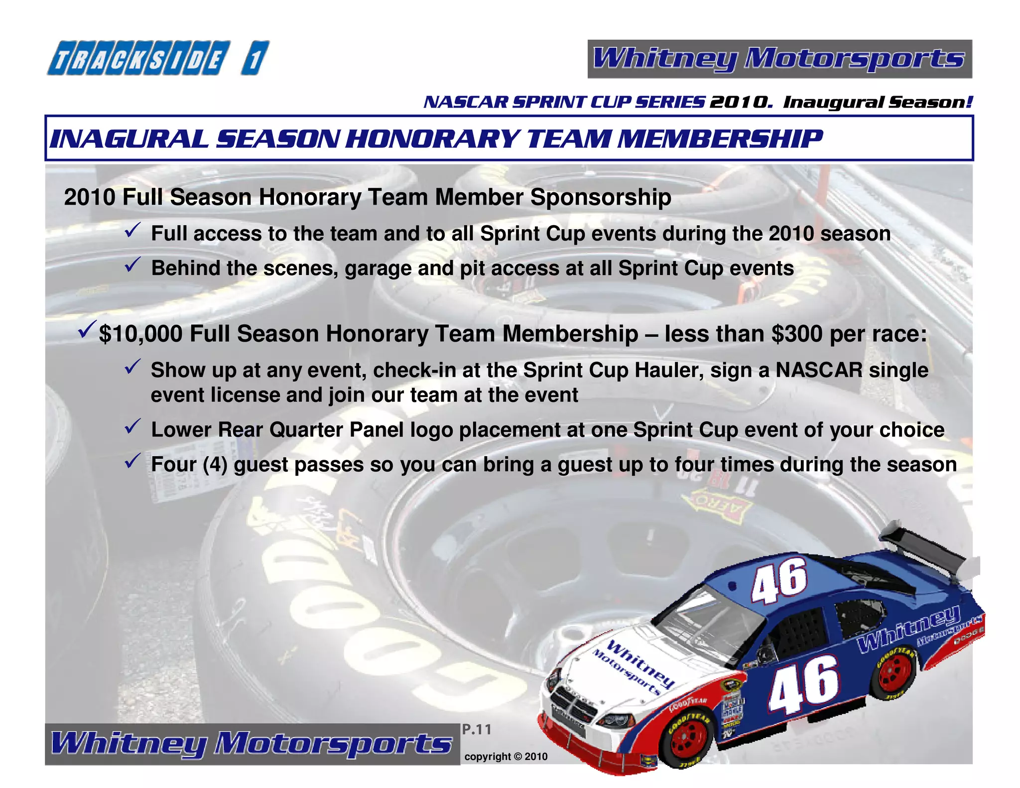 Whitney Motor Sports - Sprint Cup 2010 | PDF