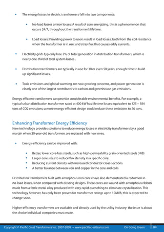 Pacific Crest Transformers - On Going Green | PDF