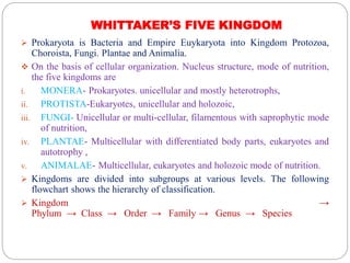 WHITTAKER’S FIVE KINGDOM CONCEPT TO ASSESS BIODIVERSITY | PDF