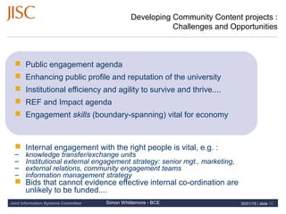 JISC eContent Funding Call 11/10 - Strand B: Developing Community ...