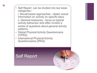 Whi u3 assessment of physical activity behaviour | PPTX | Diseases and Conditions | Medical Health