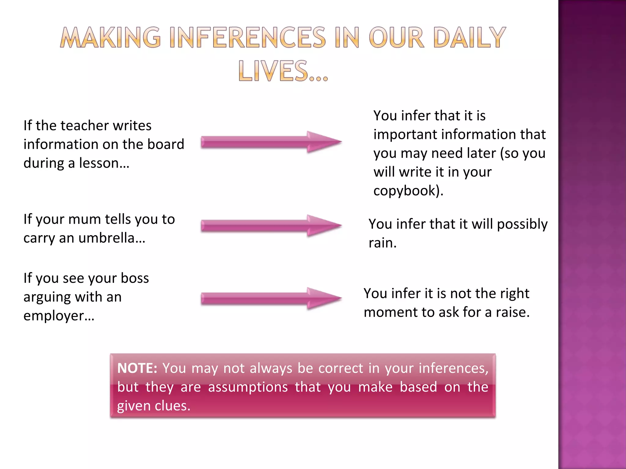Making inferences (definition, strategies, exercises) | PPT