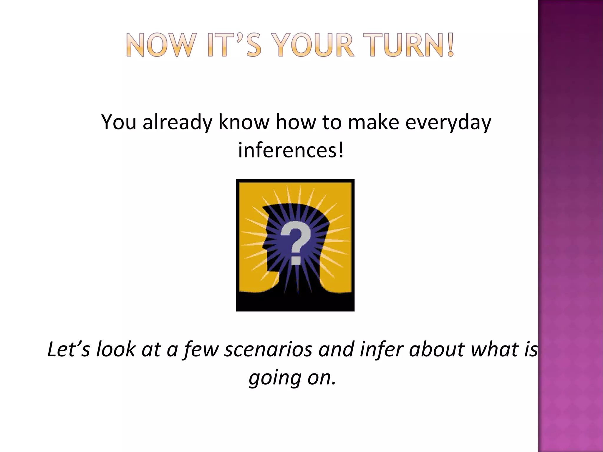 Making inferences (definition, strategies, exercises) | PPT