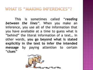 Making inferences (definition, strategies, exercises) | PPT