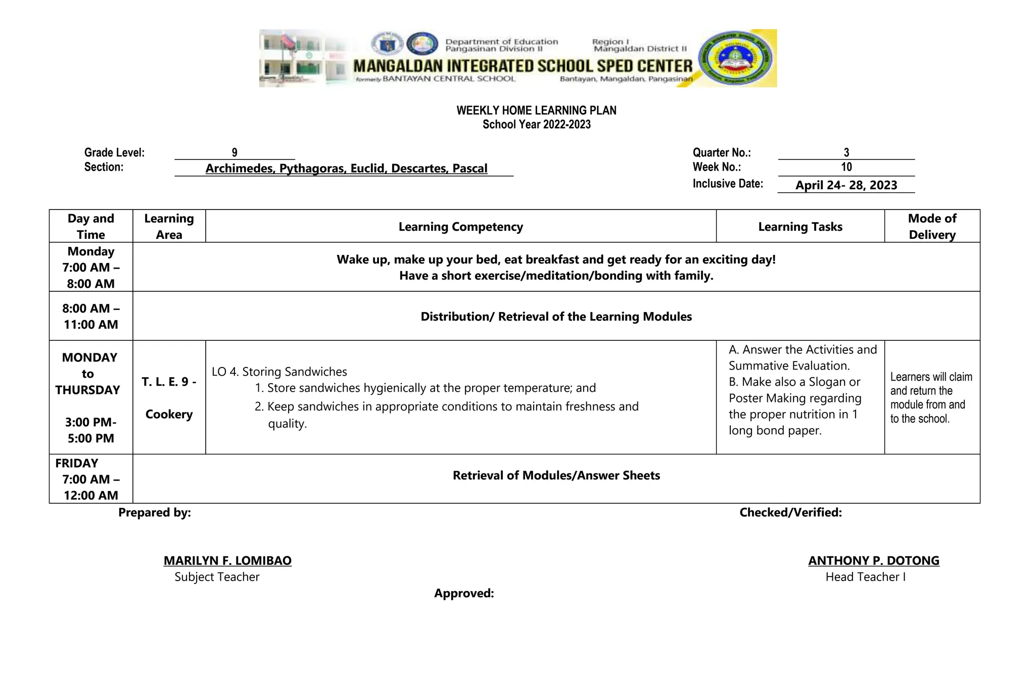Weekly Home Learning Plan Cookery 10 Quarter 4 Module 1.docx