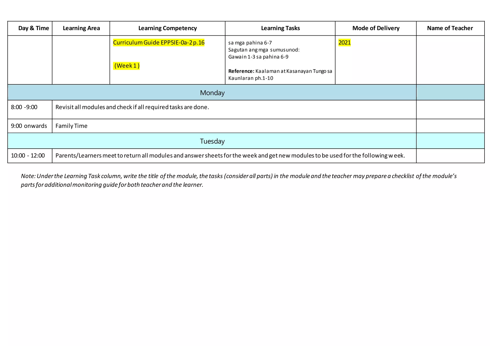 Whlp week-1-q2-2021-2022-final | DOCX | Education
