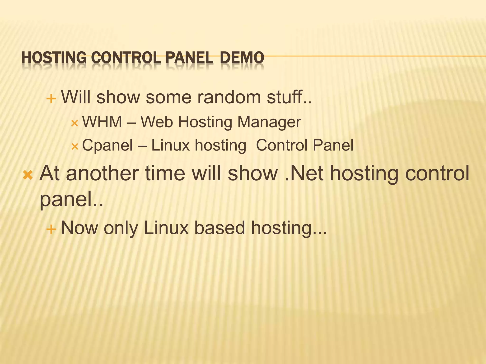 Whm and cpanel overview hosting control panel overview | PPTX | Web Hosting | Internet