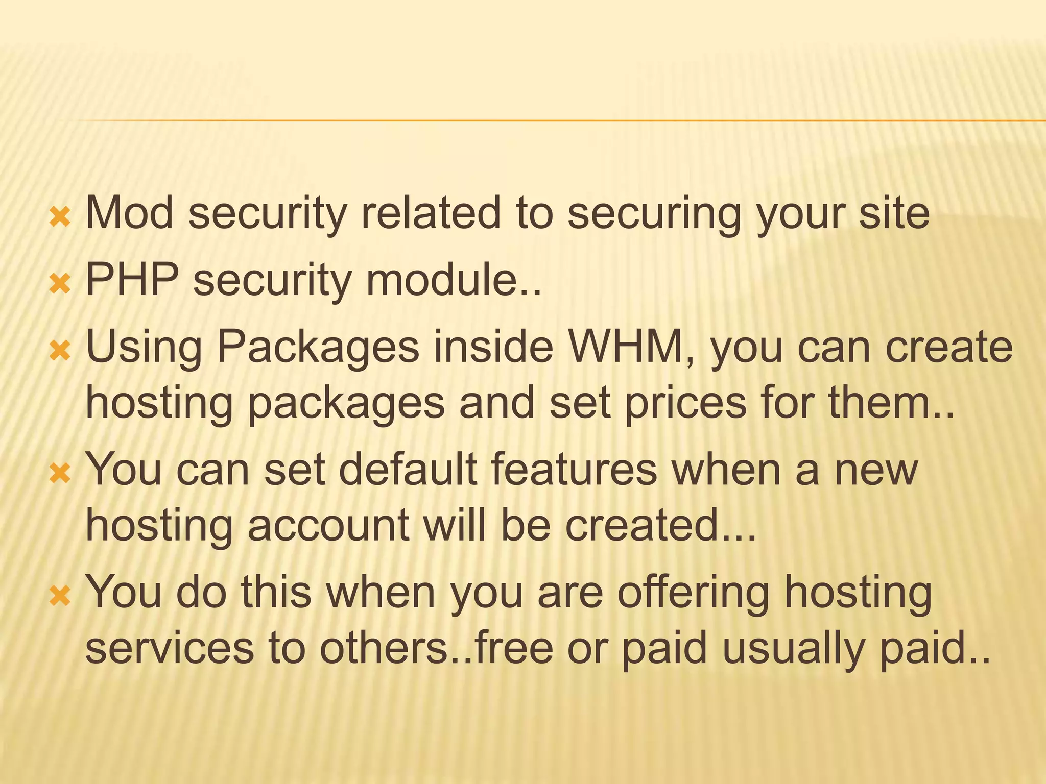 Whm and cpanel overview hosting control panel overview | PPTX | Web Hosting | Internet